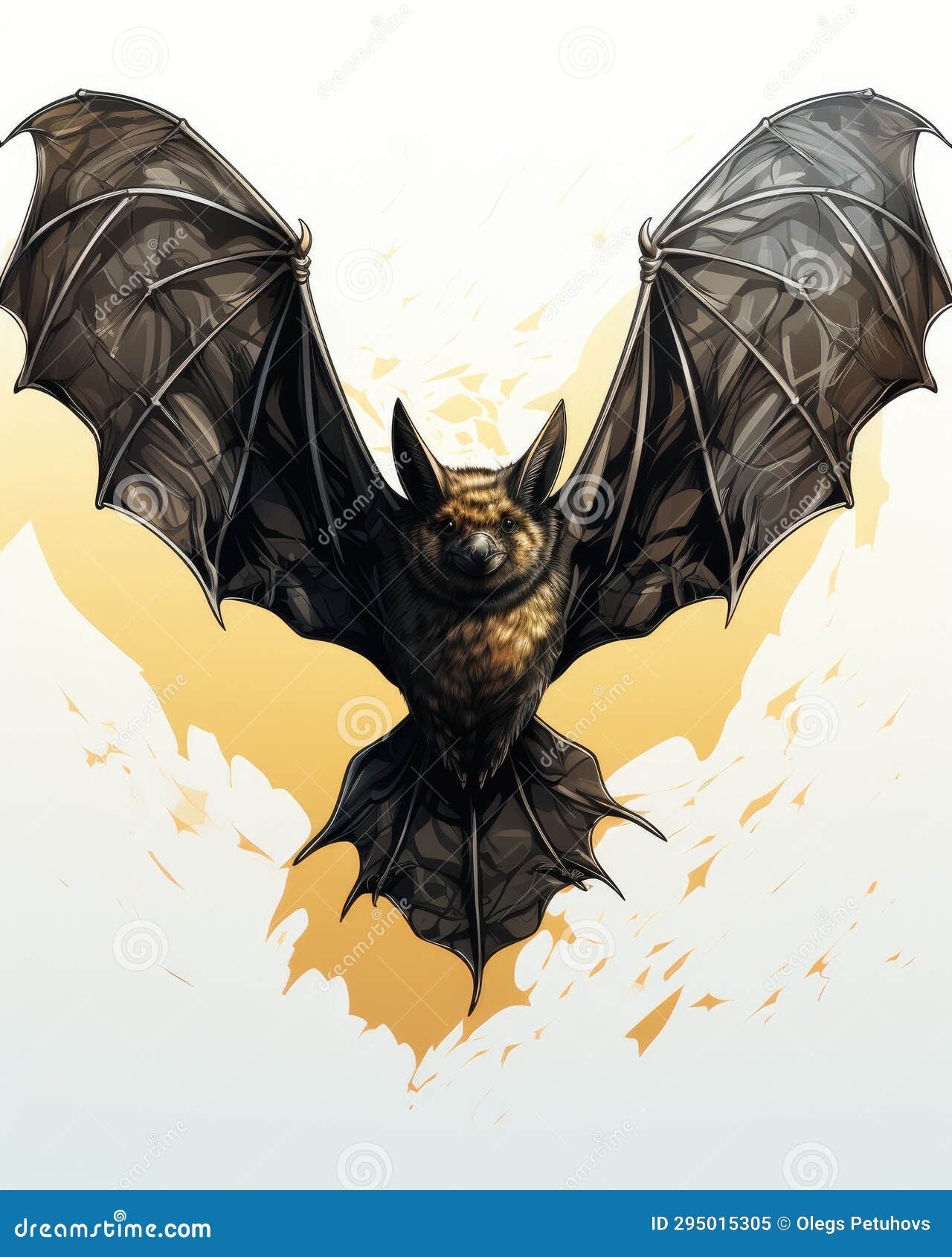 A Drawing of a Bat Flying in the Air with Its Wings Spread. Generative ...