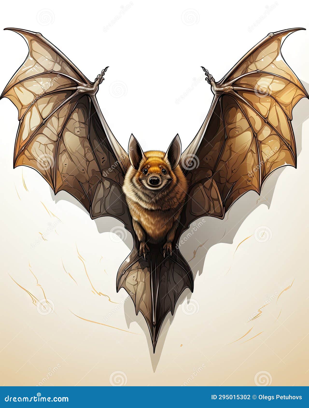 A Drawing of a Bat with Wings Spread Out and Eyes Wide Open. Generative ...
