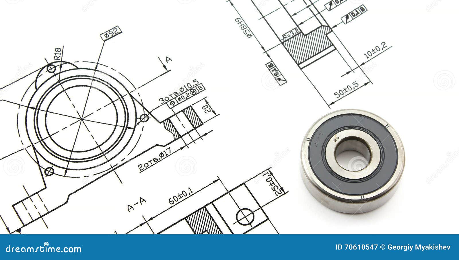 Drawing with the bearing stock image. Image of drawing - 70610547