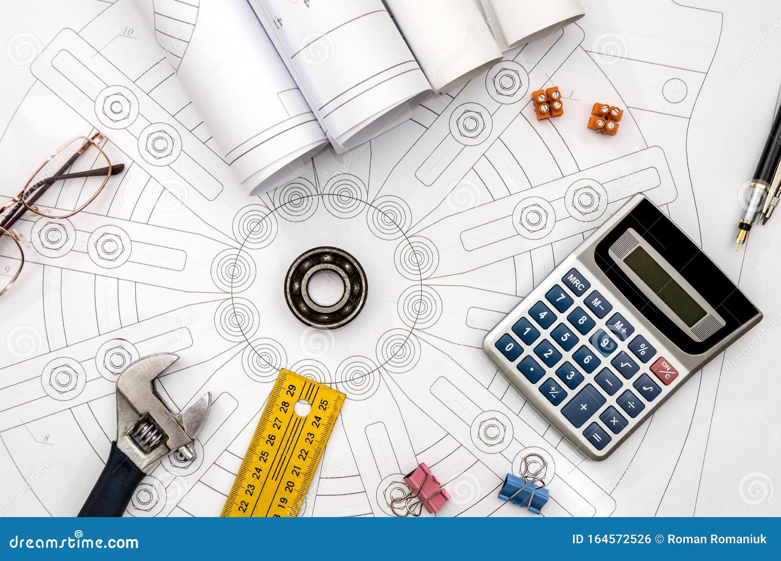 Drawing Bearing Ruler Handle Tool Electrocontact Stock Photo - Image of ...