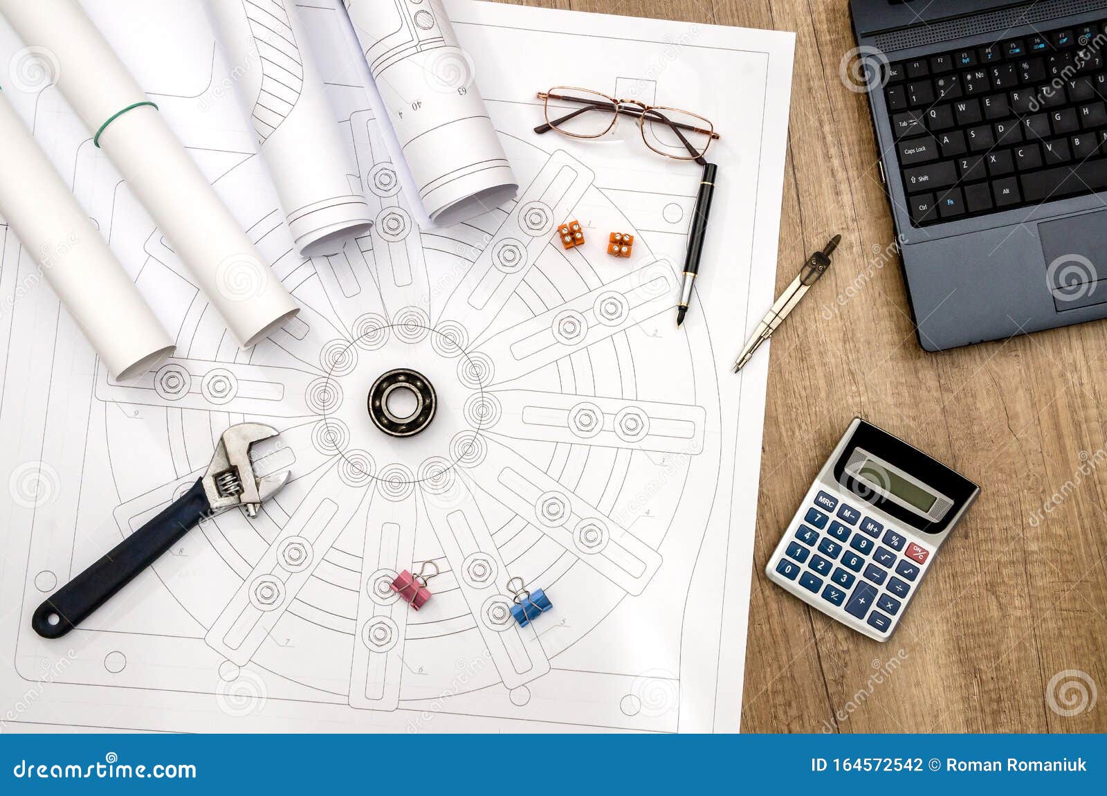 Drawing Bearing Ruler Handle Tool Electrocontact Laptop Stock Photo ...