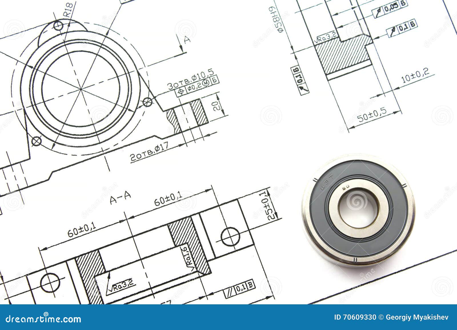 Drawing with the bearing stock photo. Image of planning - 70609330
