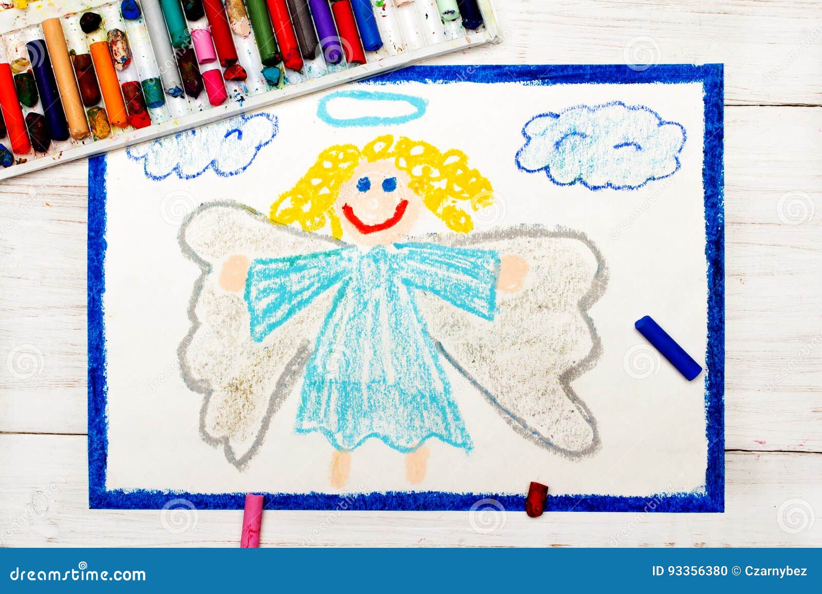 Drawing: Beautiful Angel with Curly Hair Stock Photo - Image of drawing ...