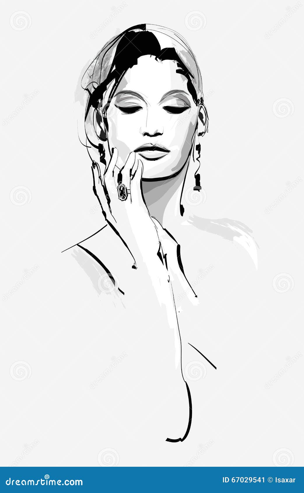 Drawing of a Beautiful Woman Stock Vector - Illustration of girl, hair ...