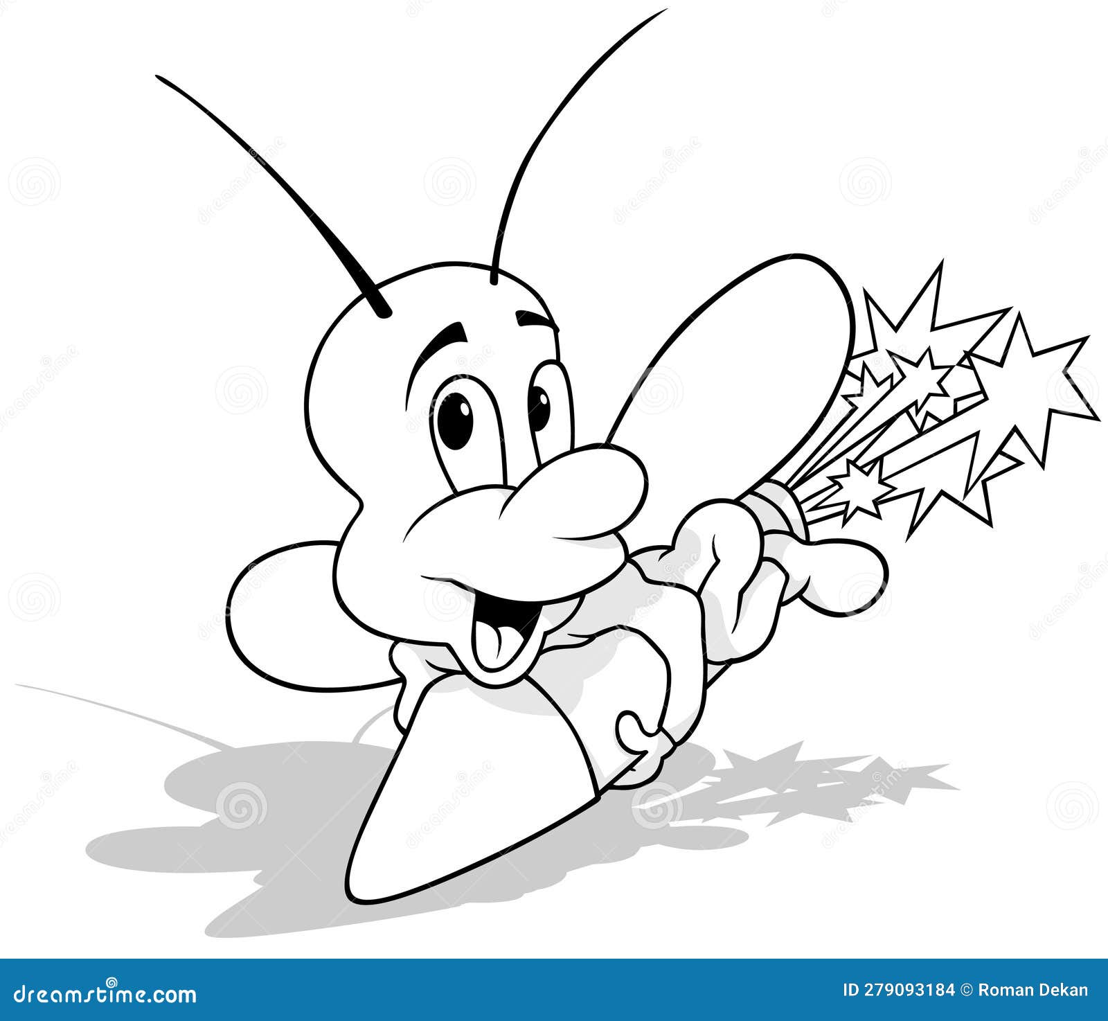 Drawing of a Beetle Sitting on a Firework Rocket Stock Vector ...