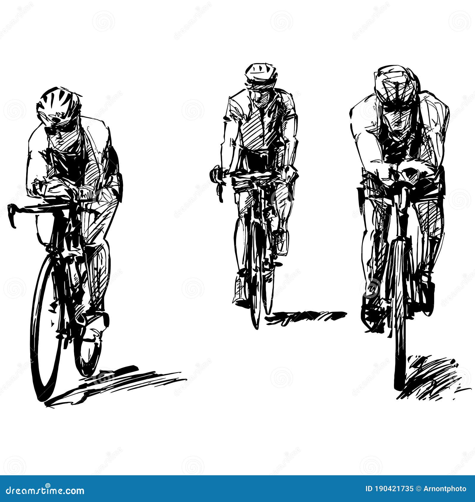 Drawing of the Bicycle Competition Show Group Riders Stock Vector ...