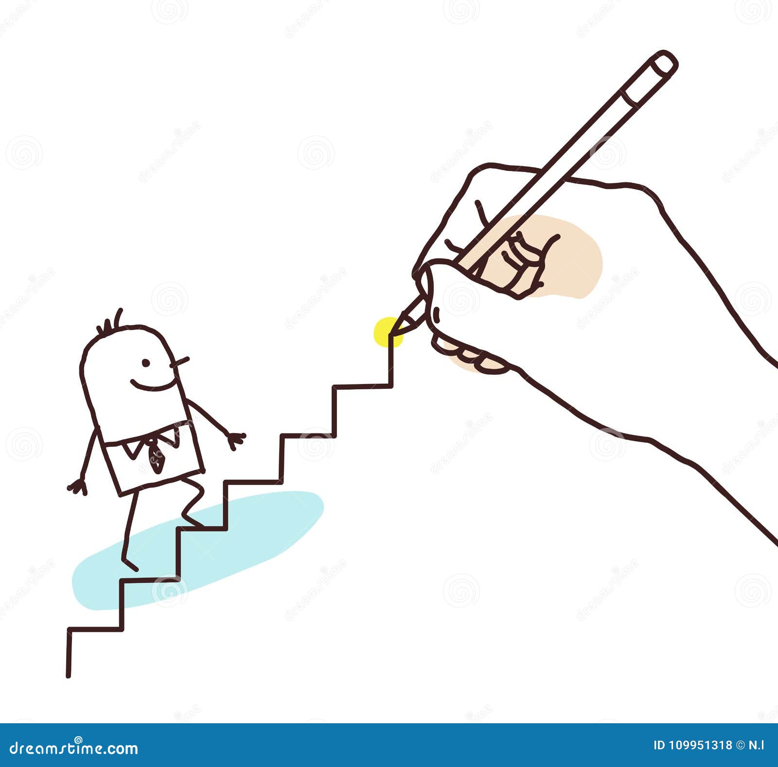 Drawing Big Hand - Cartoon Businessman Going Up Stock Vector ...