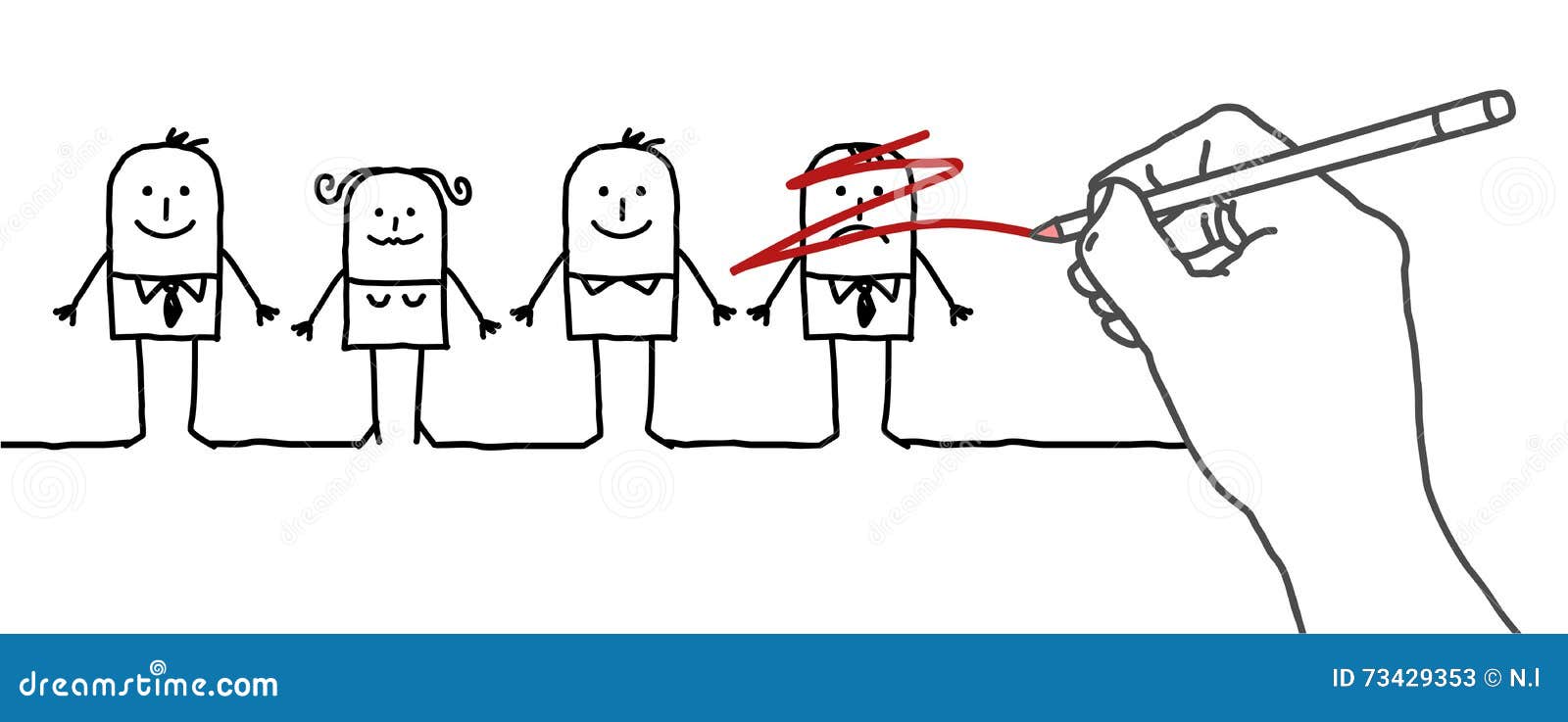 Drawing Big Hand and Cartoon Characters - Deletion Stock Vector ...