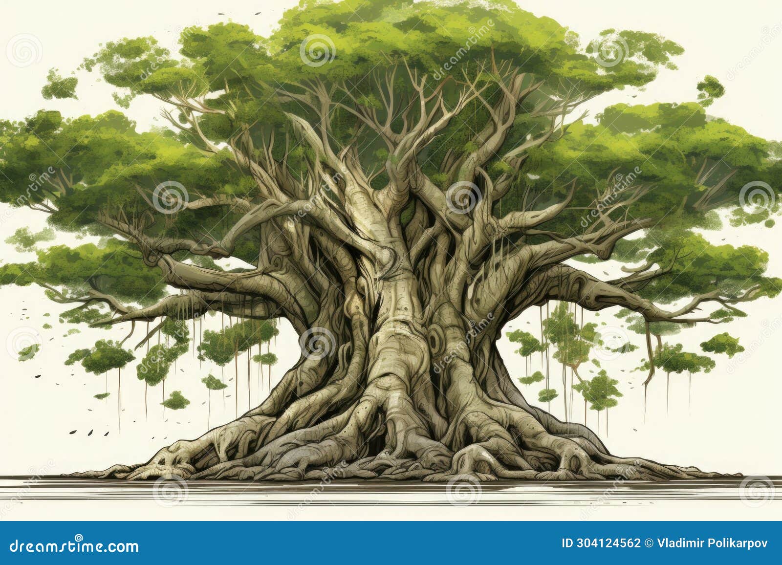 Complex Root System Of A Tree Deep Underground, Soil Cross Section View ...