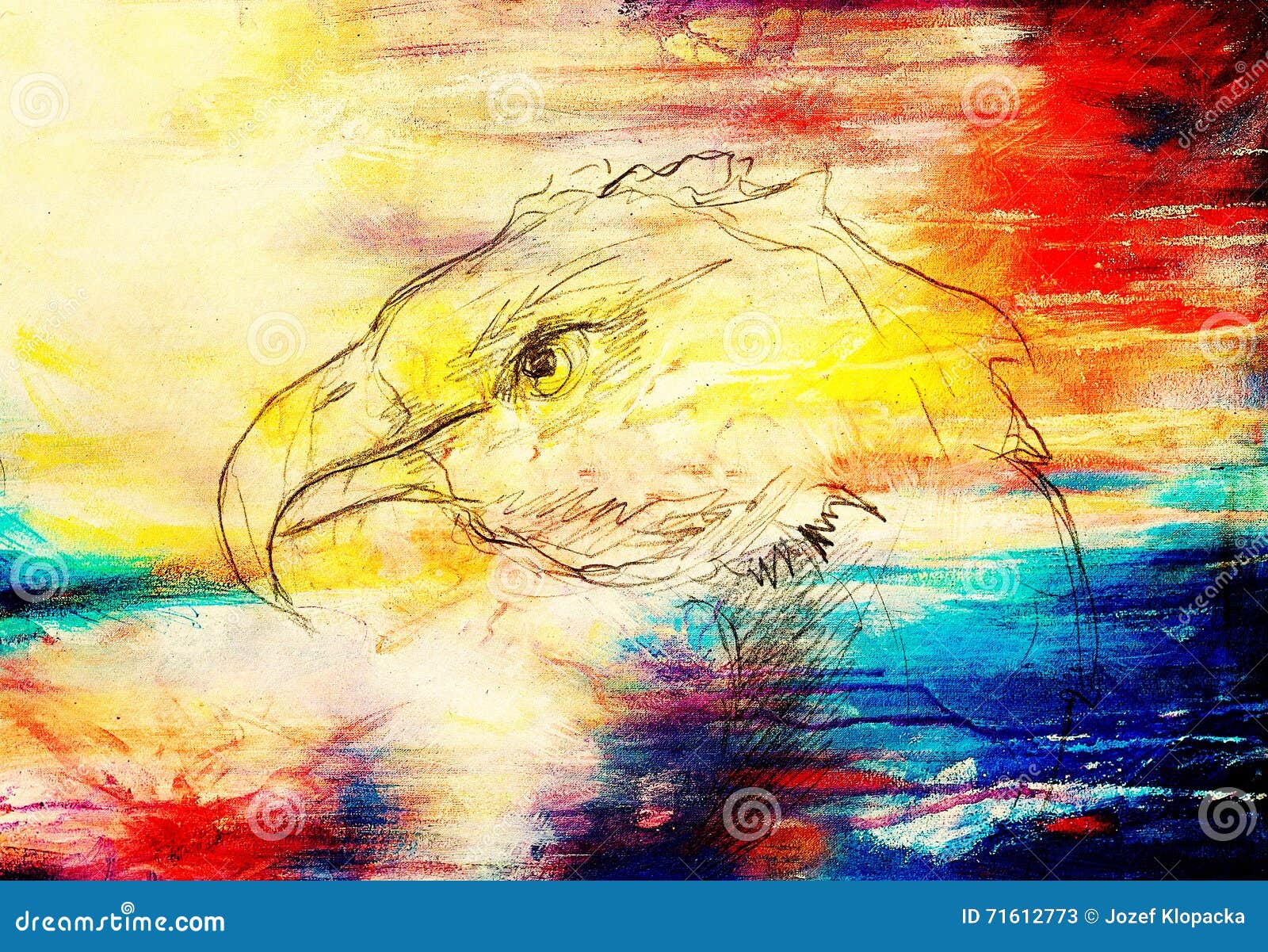 Drawing of Bird. Computer Collage and Color Structure. Stock ...