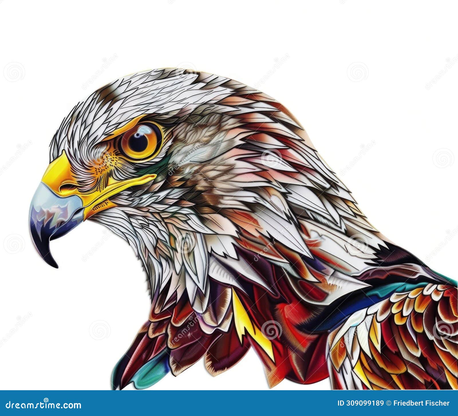 A Drawing of a Bird of Prey on a White Background Stock Illustration ...