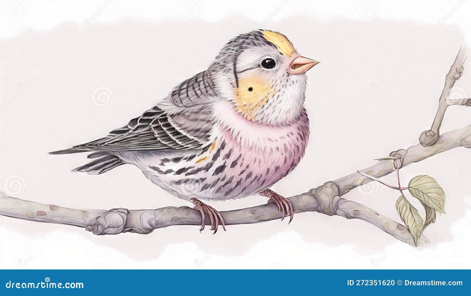A Drawing of a Bird Sitting on a Branch with Leaves Stock Illustration ...