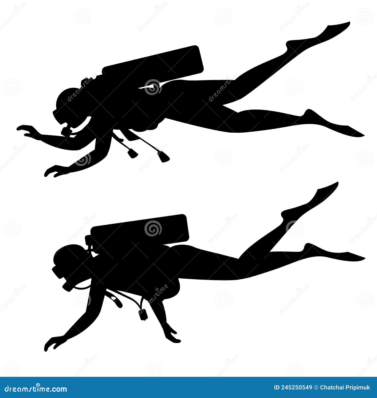 Drawing Of A Black Diver; Vector | CartoonDealer.com #245250549