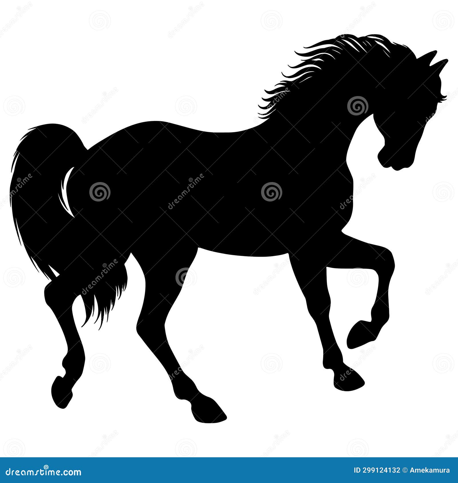Drawing the Black Silhouette of Standing Horse Stock Illustration ...