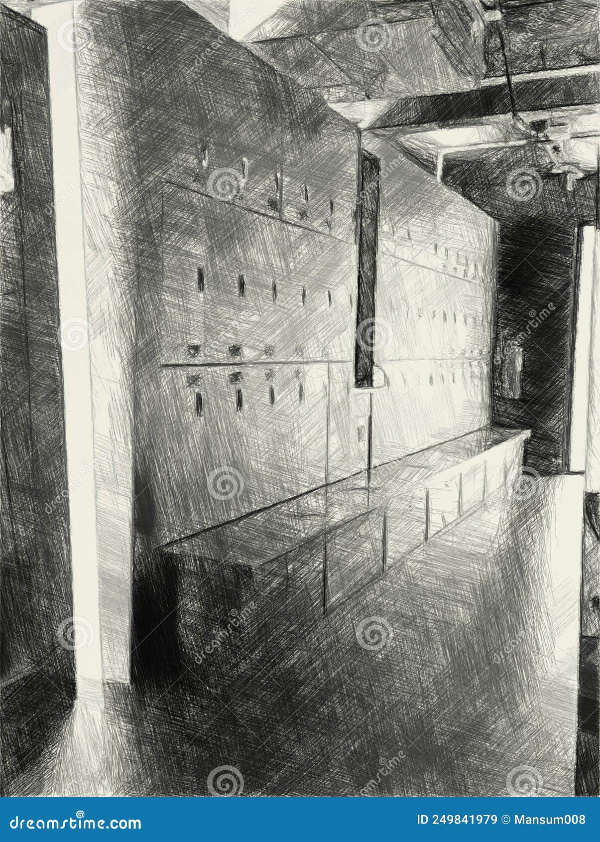 Drawing Black and White of Locker Room Stock Image - Image of white ...