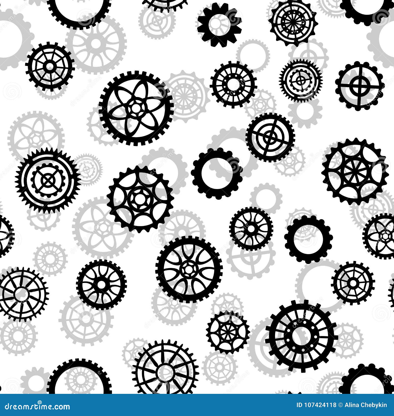 Seamless Pattern with Different Gears Stock Vector - Illustration of ...
