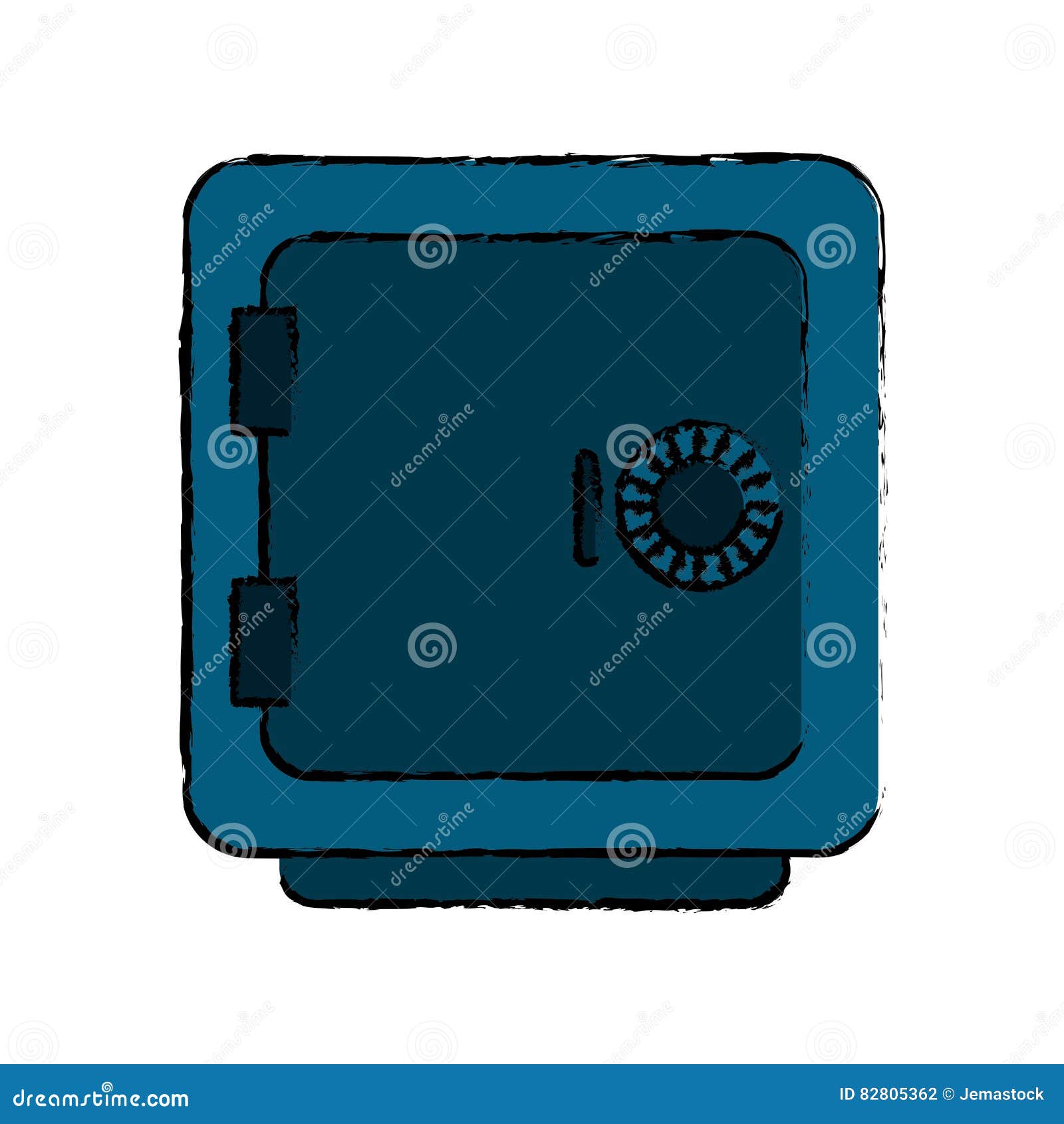 Drawing Blue Closed Safe Box Money Bank Stock Vector - Illustration of ...