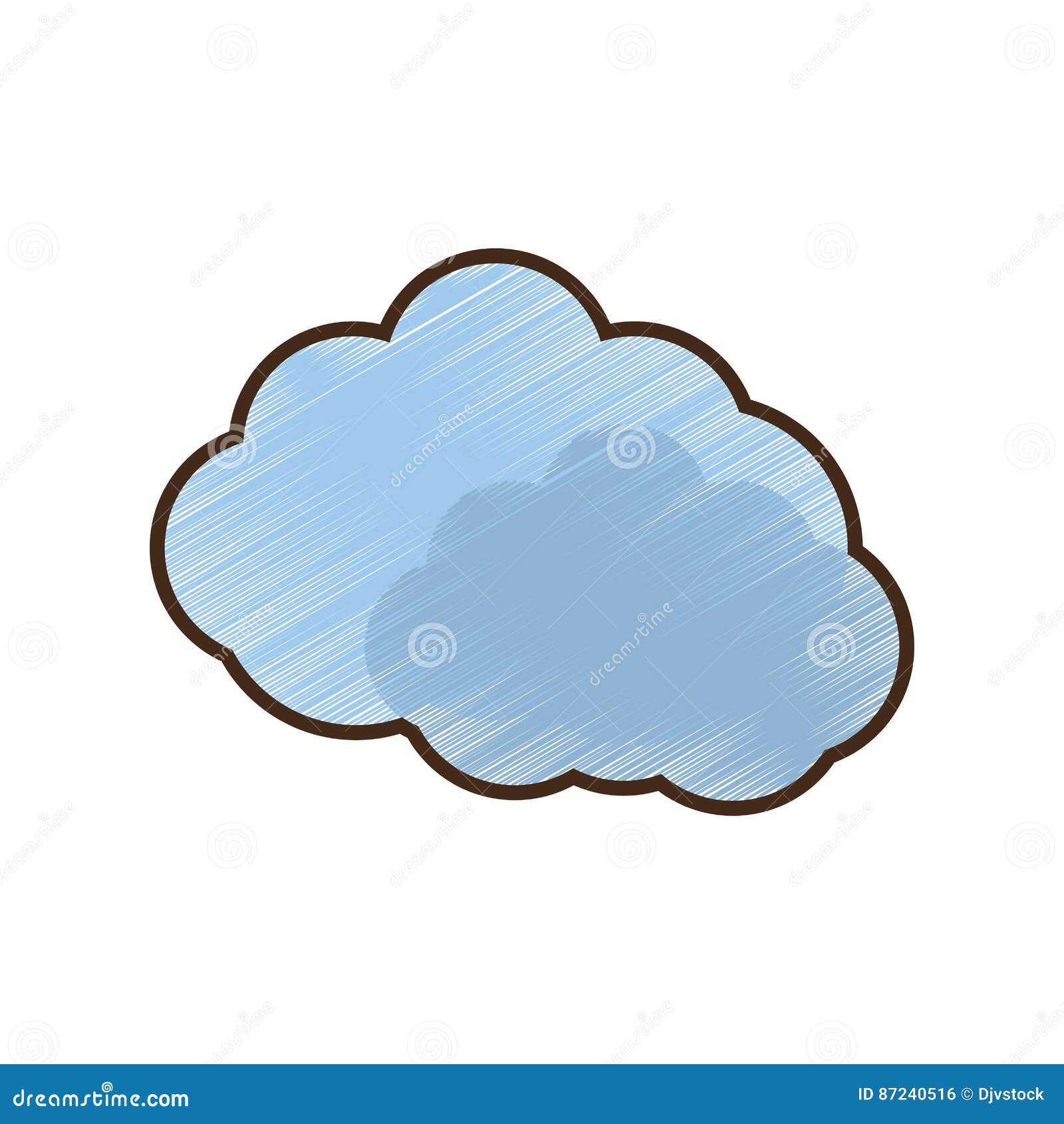 Drawing blue cloud symbol stock illustration. Illustration of graphic ...