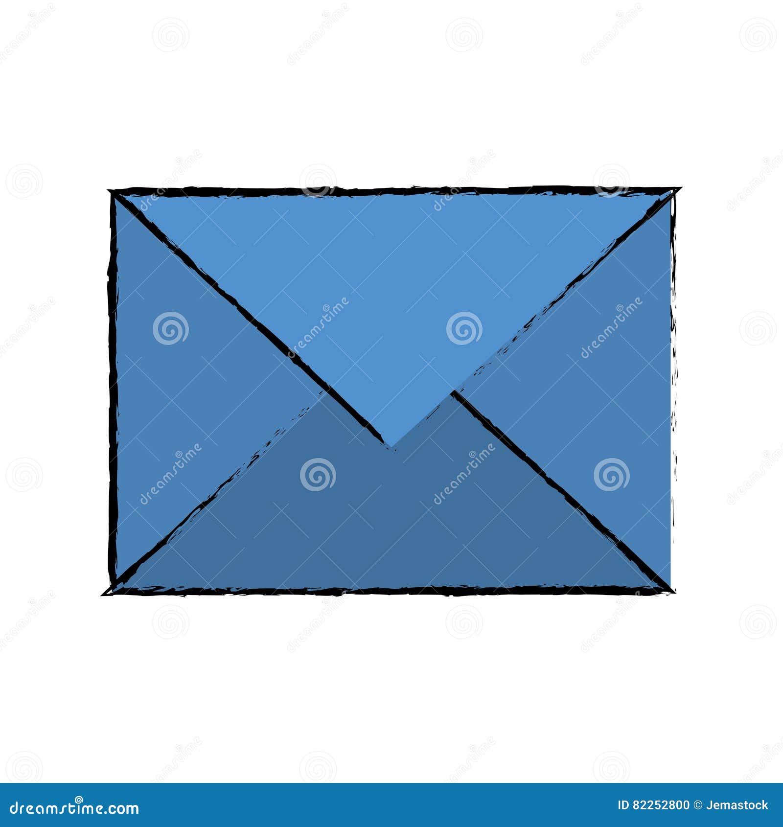 Drawing Blue Email Envelope Received Social Media Stock Vector ...