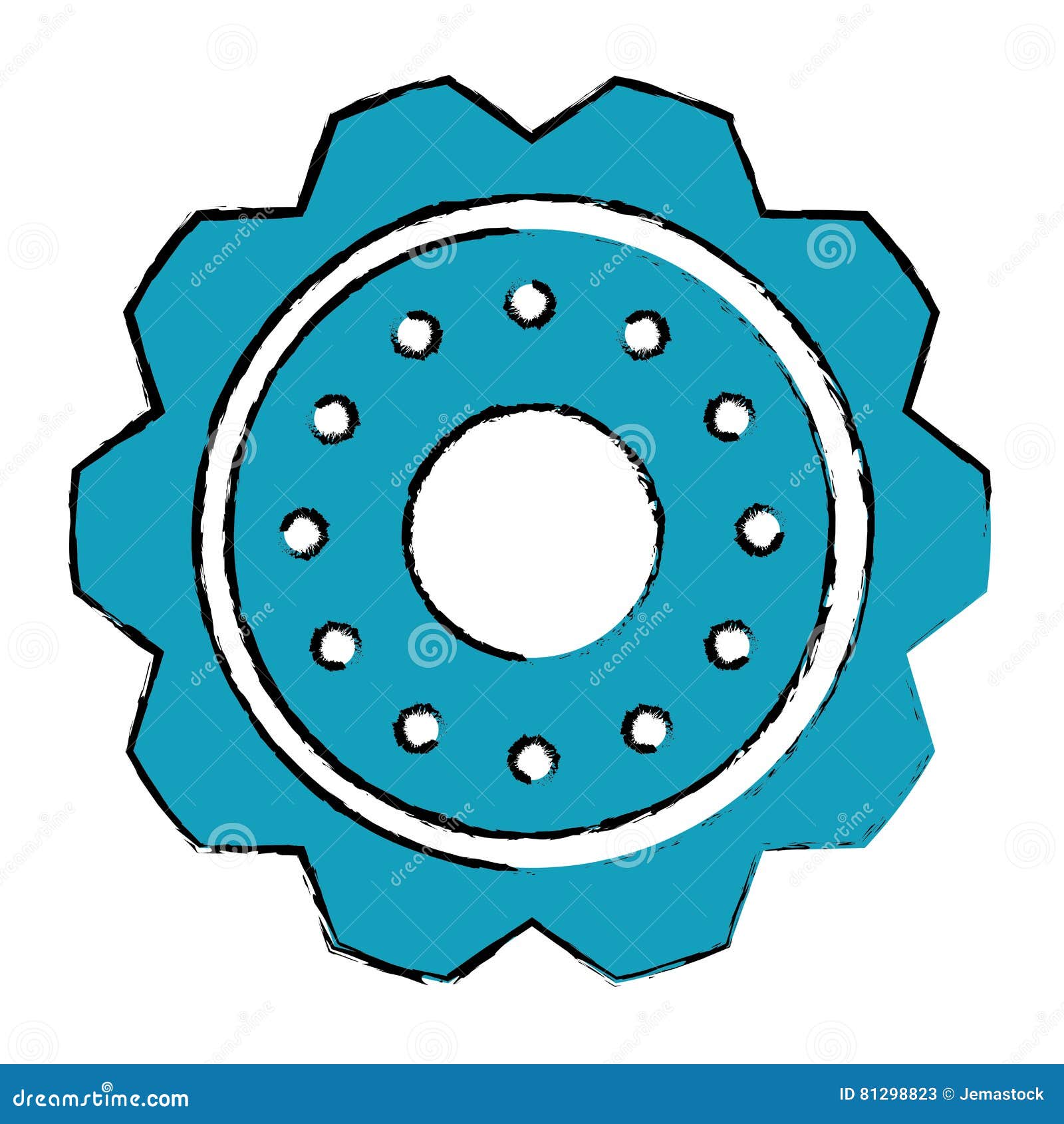Drawing Blue Gear Wheel Engine Cog Icon Stock Vector - Illustration of ...