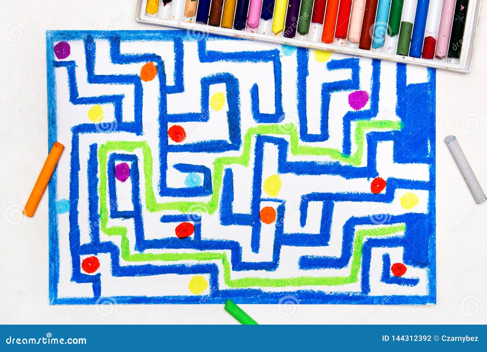 Drawing: blue labyrinth stock illustration. Illustration of paper ...