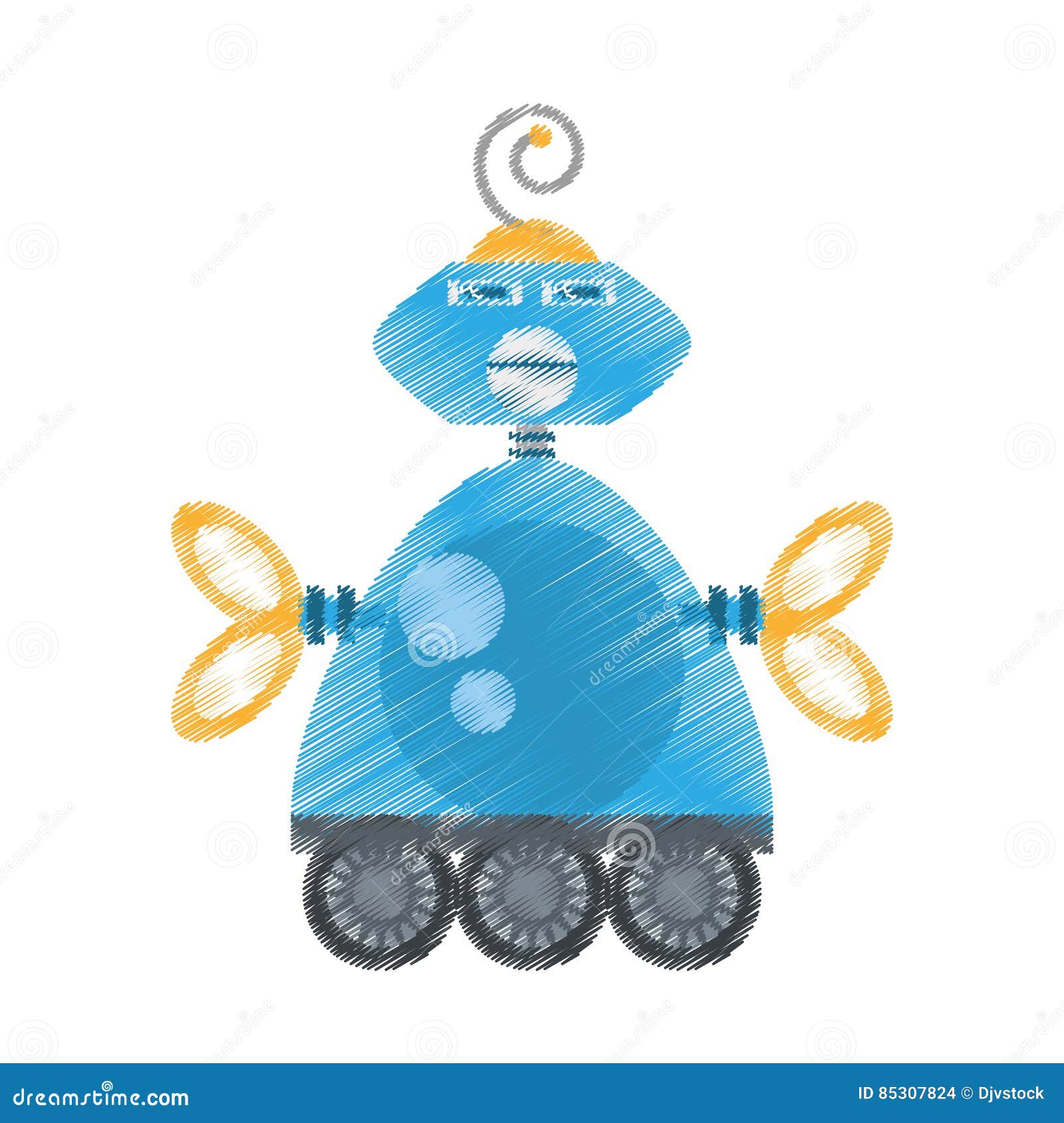 Blue Robotic Arm With Ceiling Mount. Vector Illustration On White ...