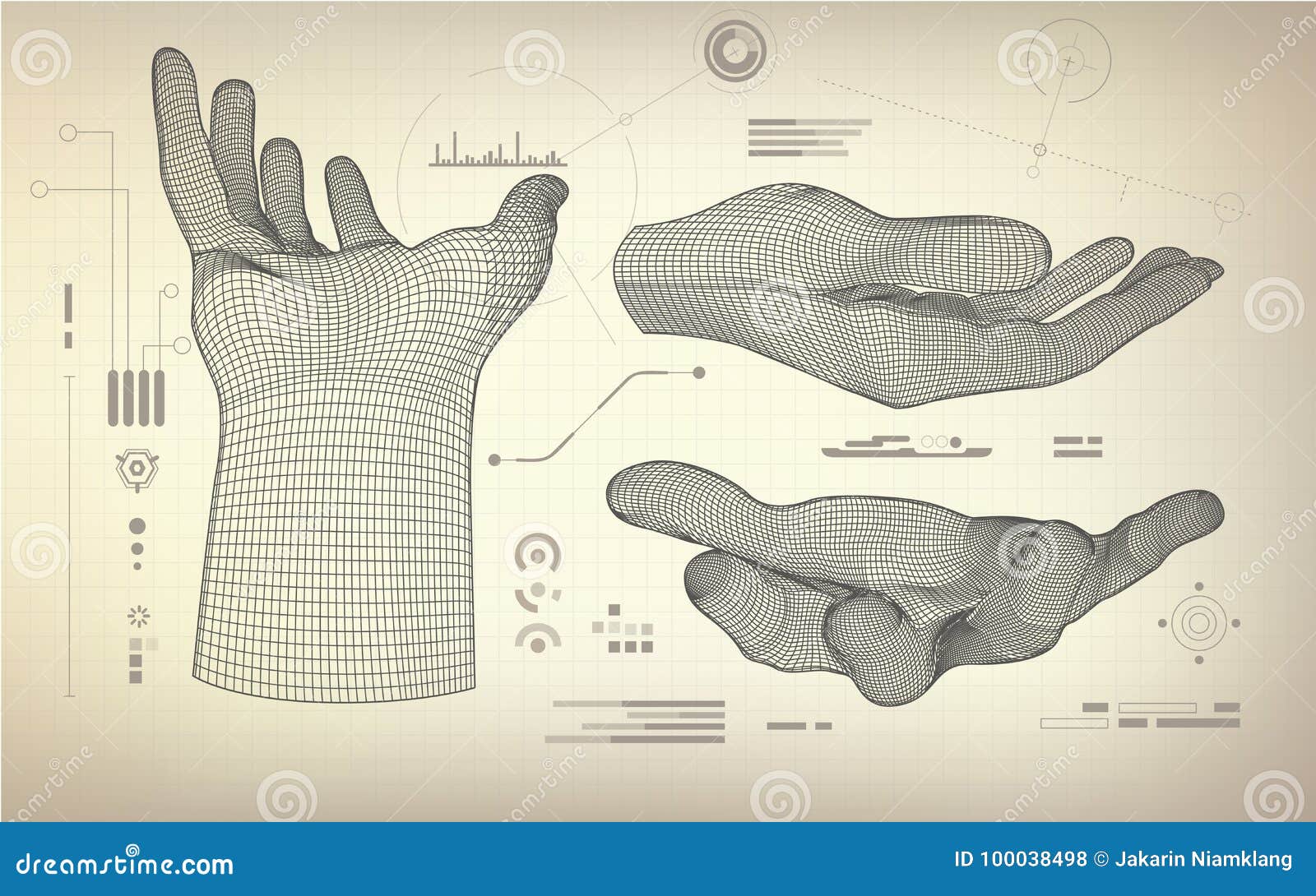 Wireframe Hand Sign From A Starry On Blue Background Vector ...