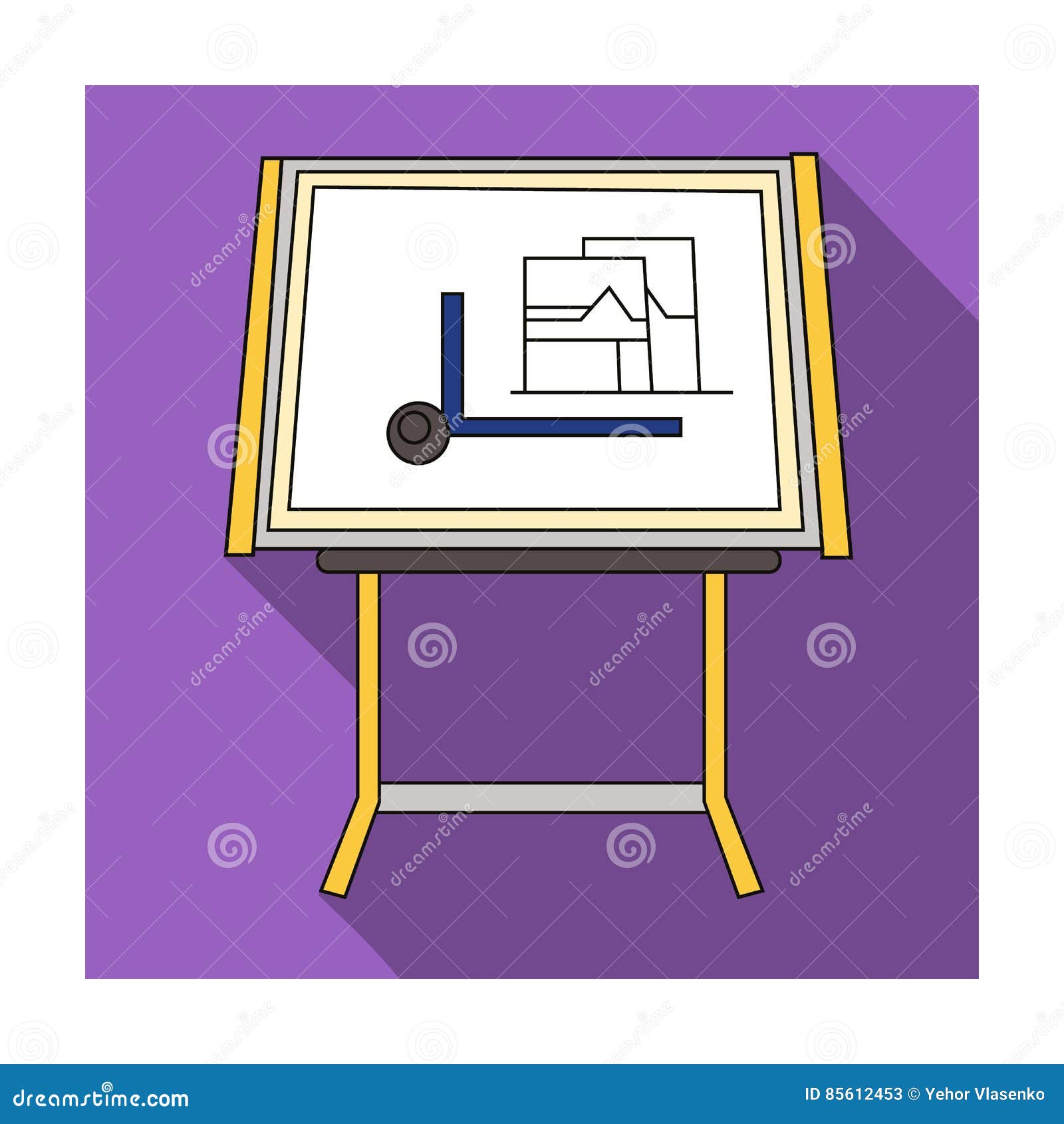 Drawing Board Icon in Flat Style Isolated on White Background ...