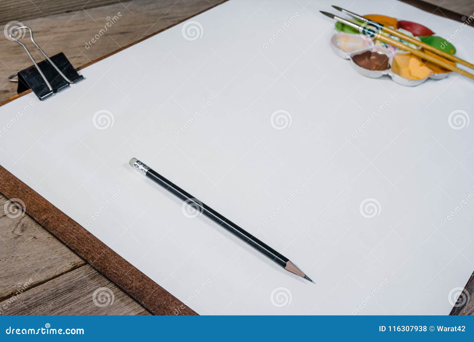 Drawing Board with Paper on Desk Stock Photo - Image of copyspace ...