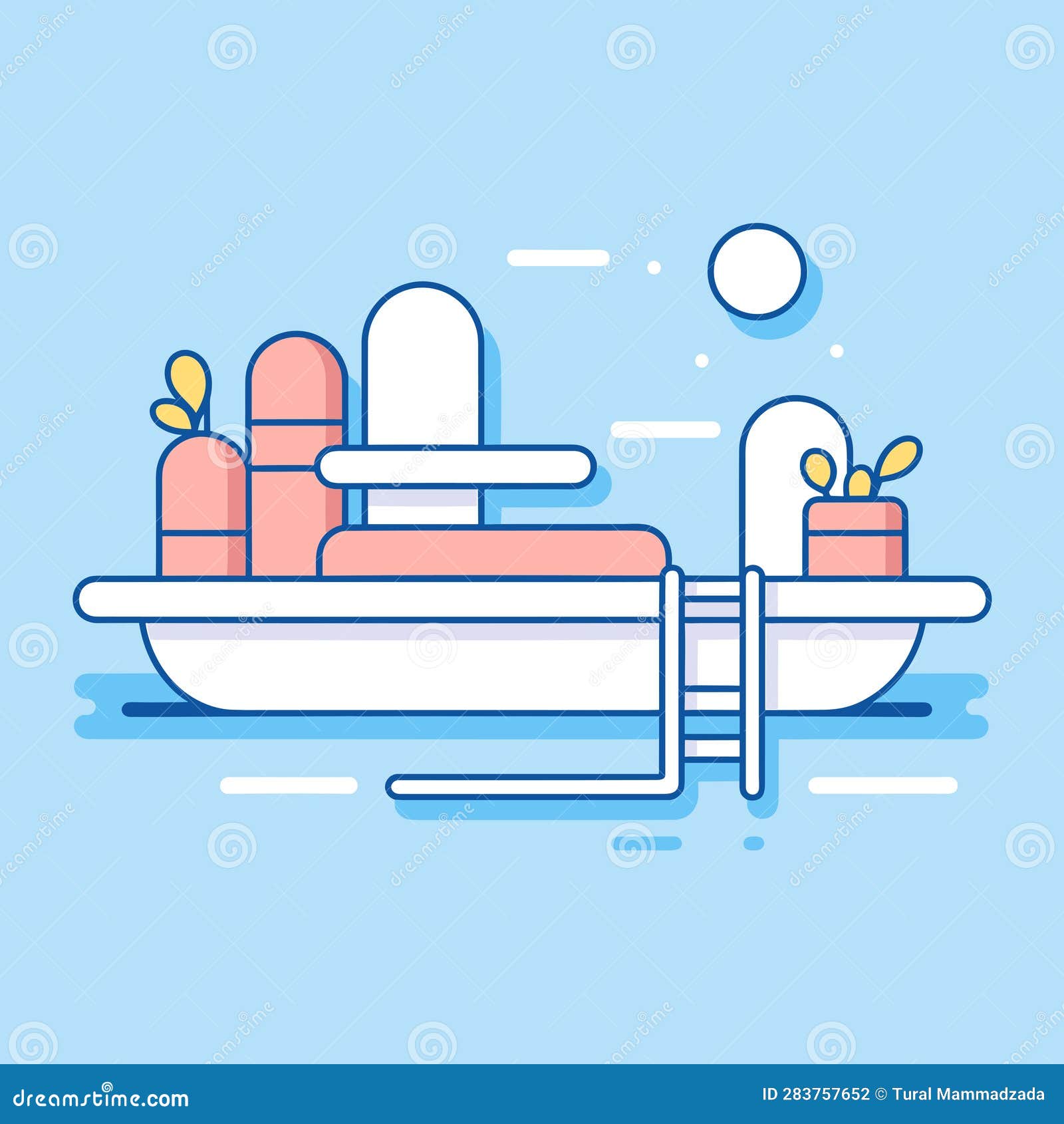 Vector of a Flat Icon Vector of a Boat Overloaded with Various Items ...