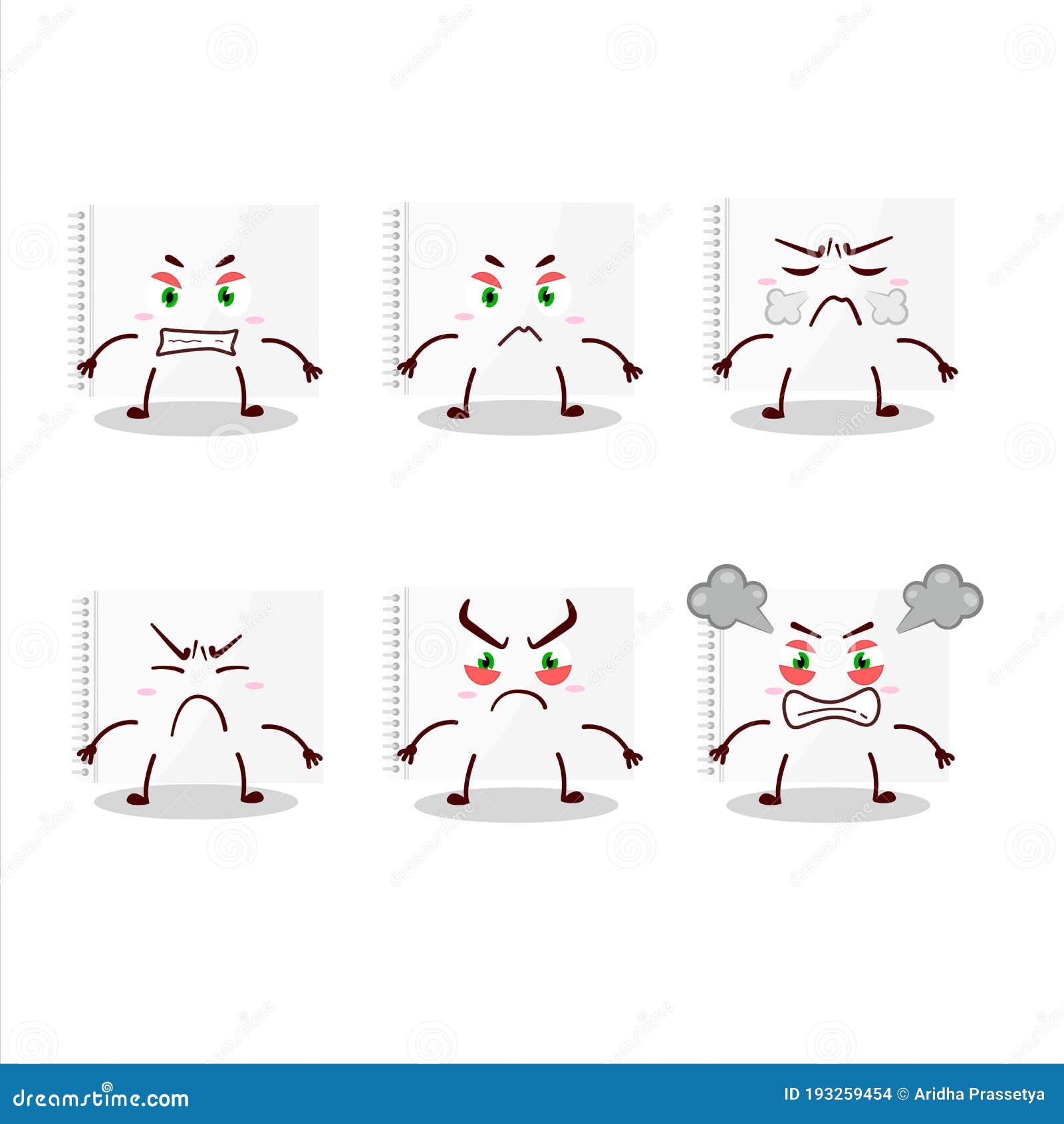 Drawing Book Cartoon Character with Various Angry Expressions Stock ...