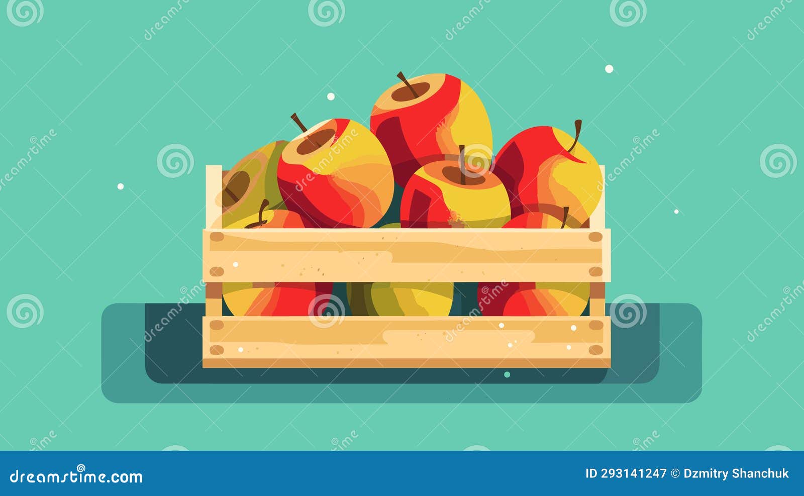 Drawing of a Box with Apples Vector Stock Vector - Illustration of ...