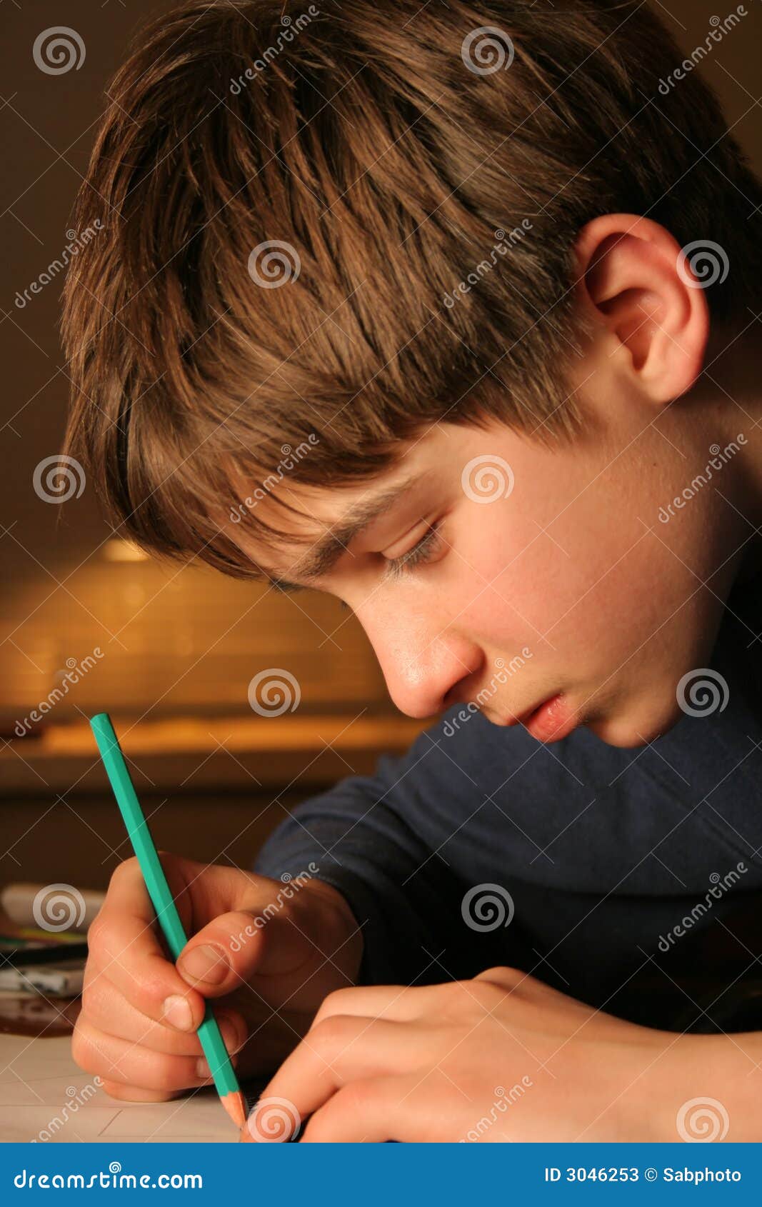Drawing boy stock image. Image of young, homework, crayon - 3046253