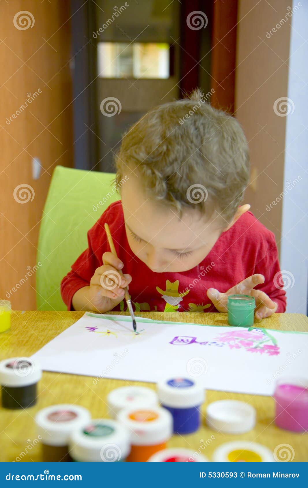 Drawing boy stock image. Image of childhood, paint, painter - 5330593