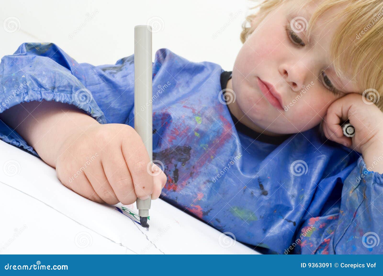 Drawing boy stock image. Image of tilt, paper, blond, resting - 9363091