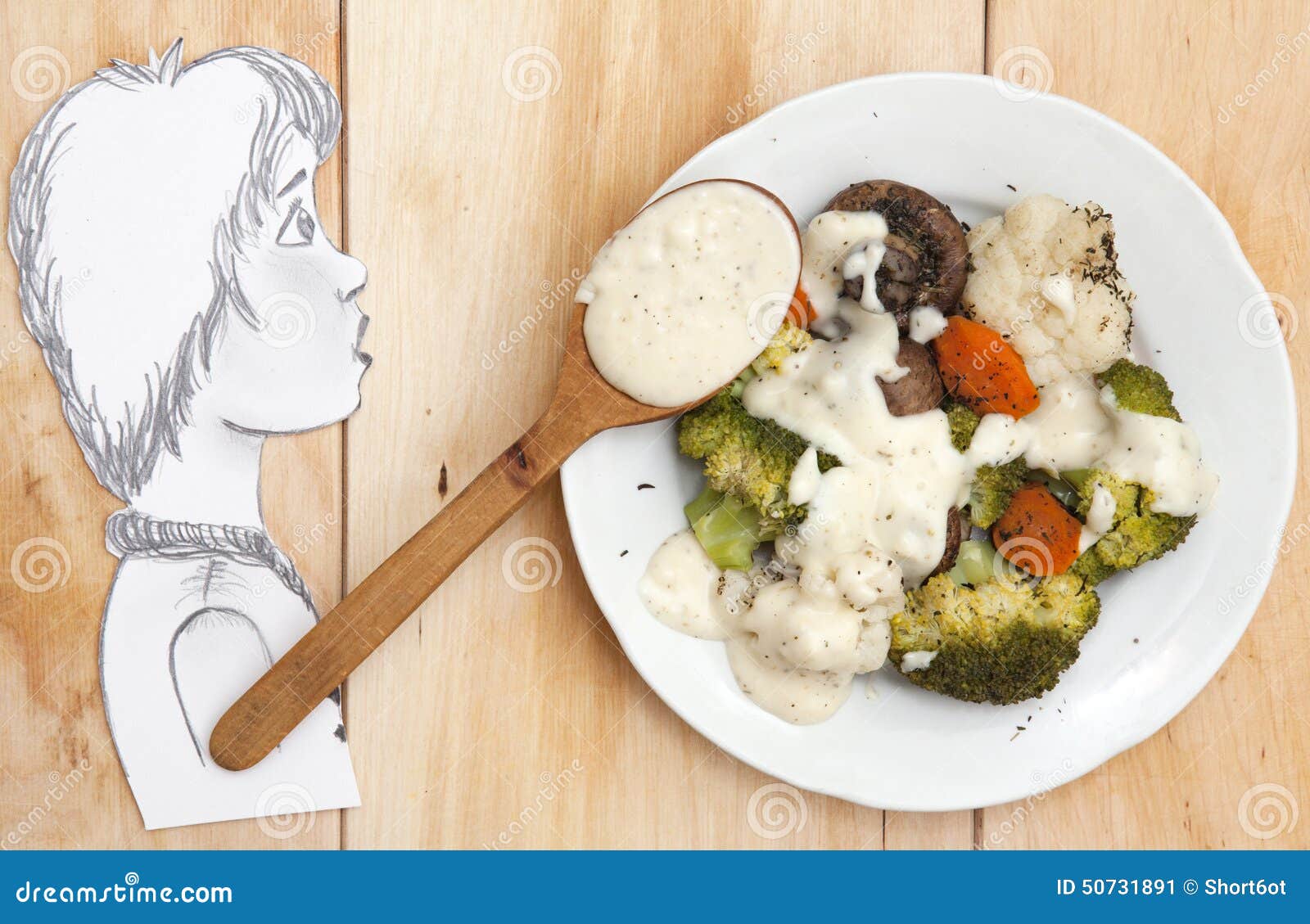 Drawing Boy with Steam Vegetables Stock Image - Image of natural, anime ...