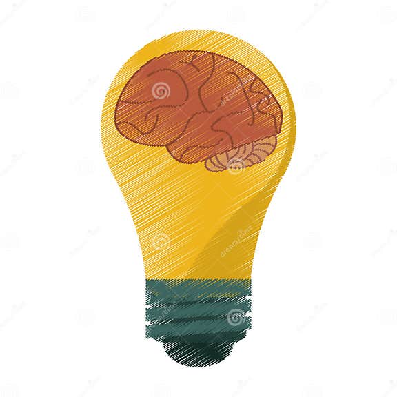 Drawing Brain Idea Bulb Concept Stock Vector - Illustration of bulb ...