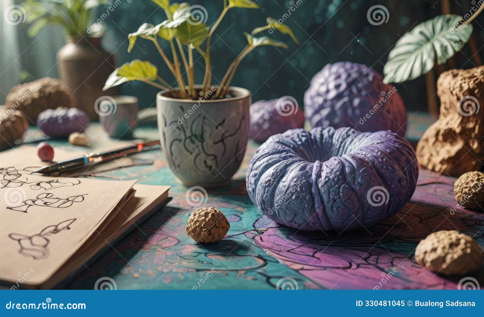 Drawing brain on table stock illustration. Illustration of design ...