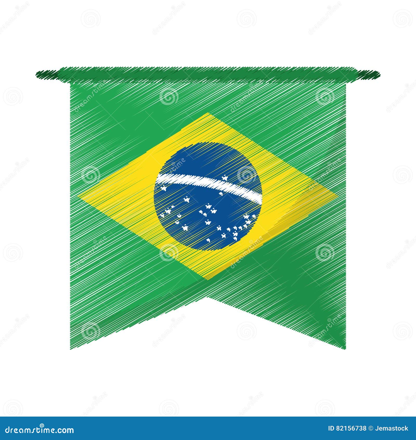 Drawing Brasilian Flag Hanging Symbol Vector Illustration ...