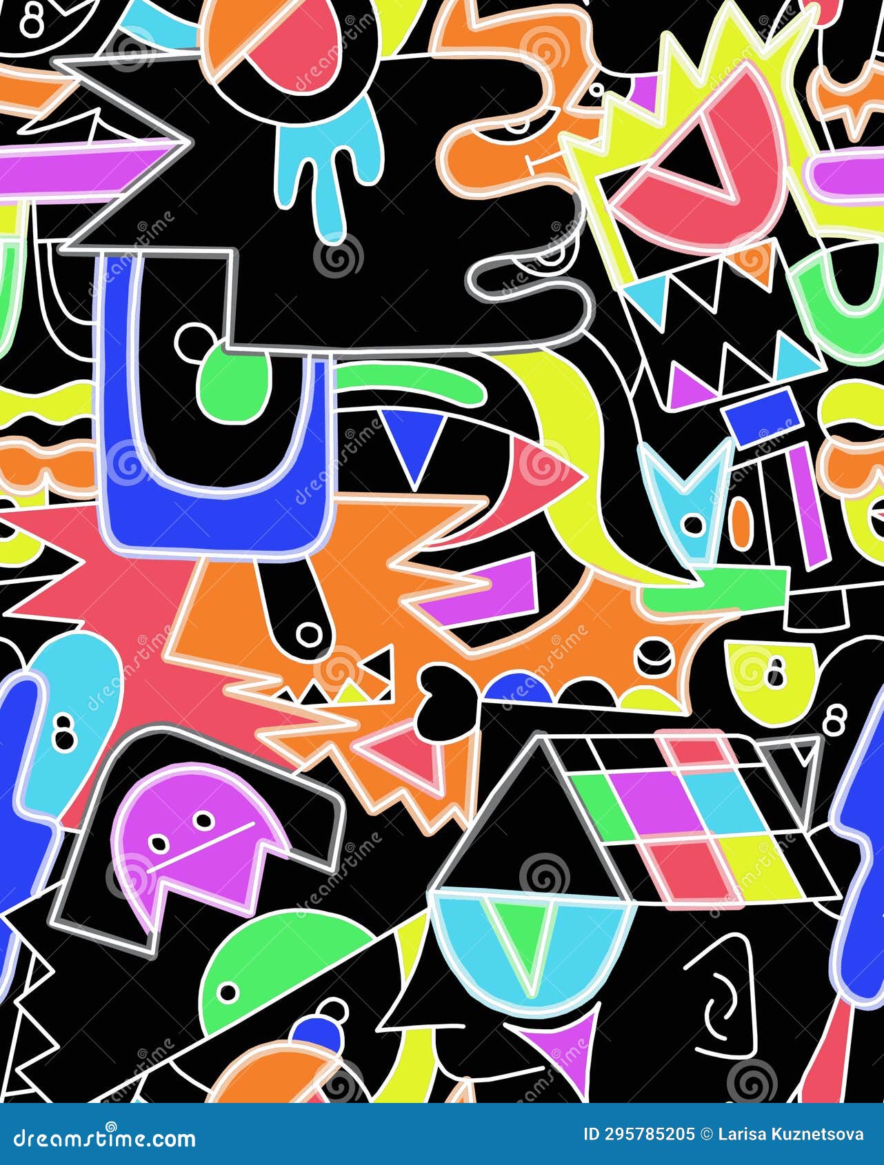 A Drawing of Bright Colors from Geometric Shapes. Stock Illustration ...