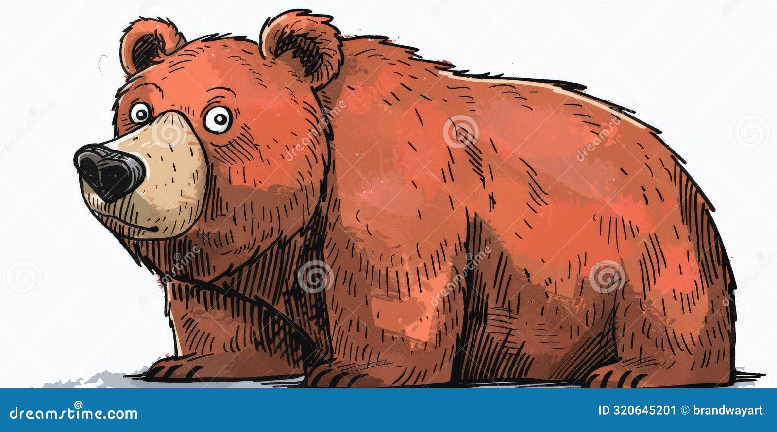 Drawing of a Brown Bear Looking Surprised Stock Illustration ...