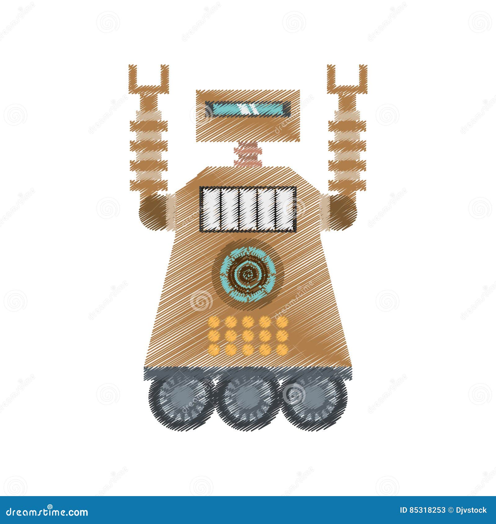 Drawing Brown Robot Technology Future Artificial Intelligence Stock ...