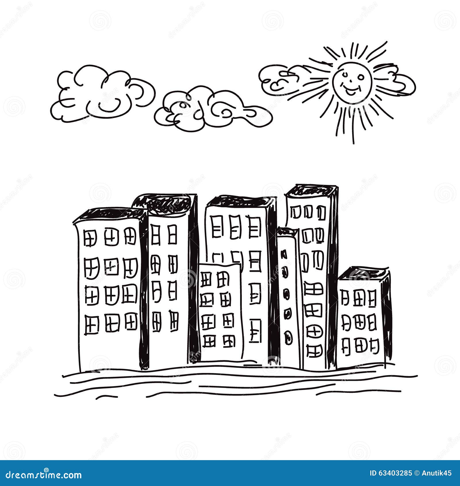 Drawing, Building, City, Skyscraper, Vector, Illustration Stock Vector ...