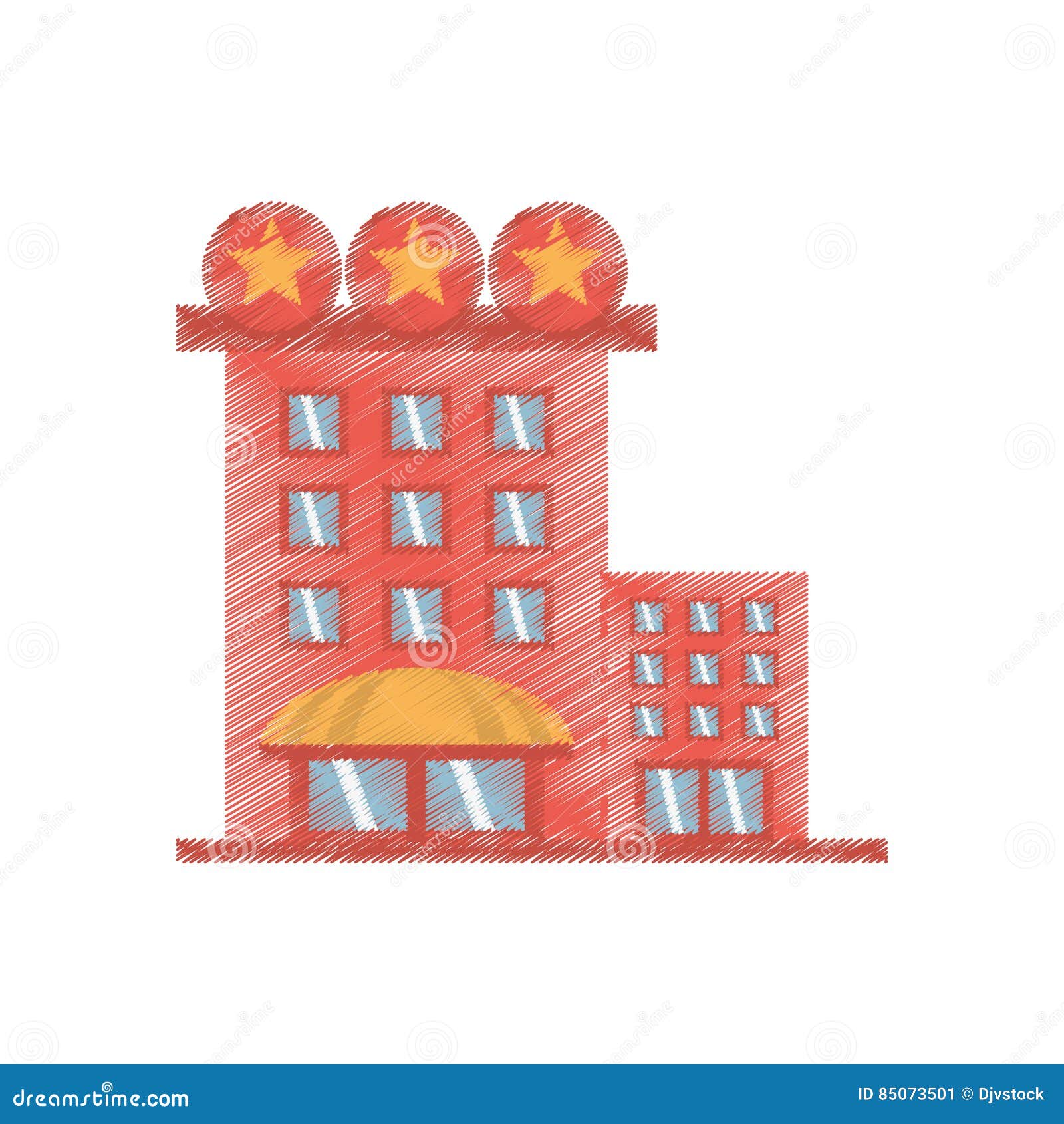 Drawing Building Hotel Lodging Stars Stock Illustration - Illustration ...