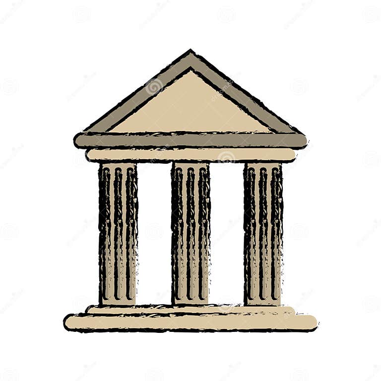 Drawing Building Office Bank Structure Stock Vector - Illustration of ...