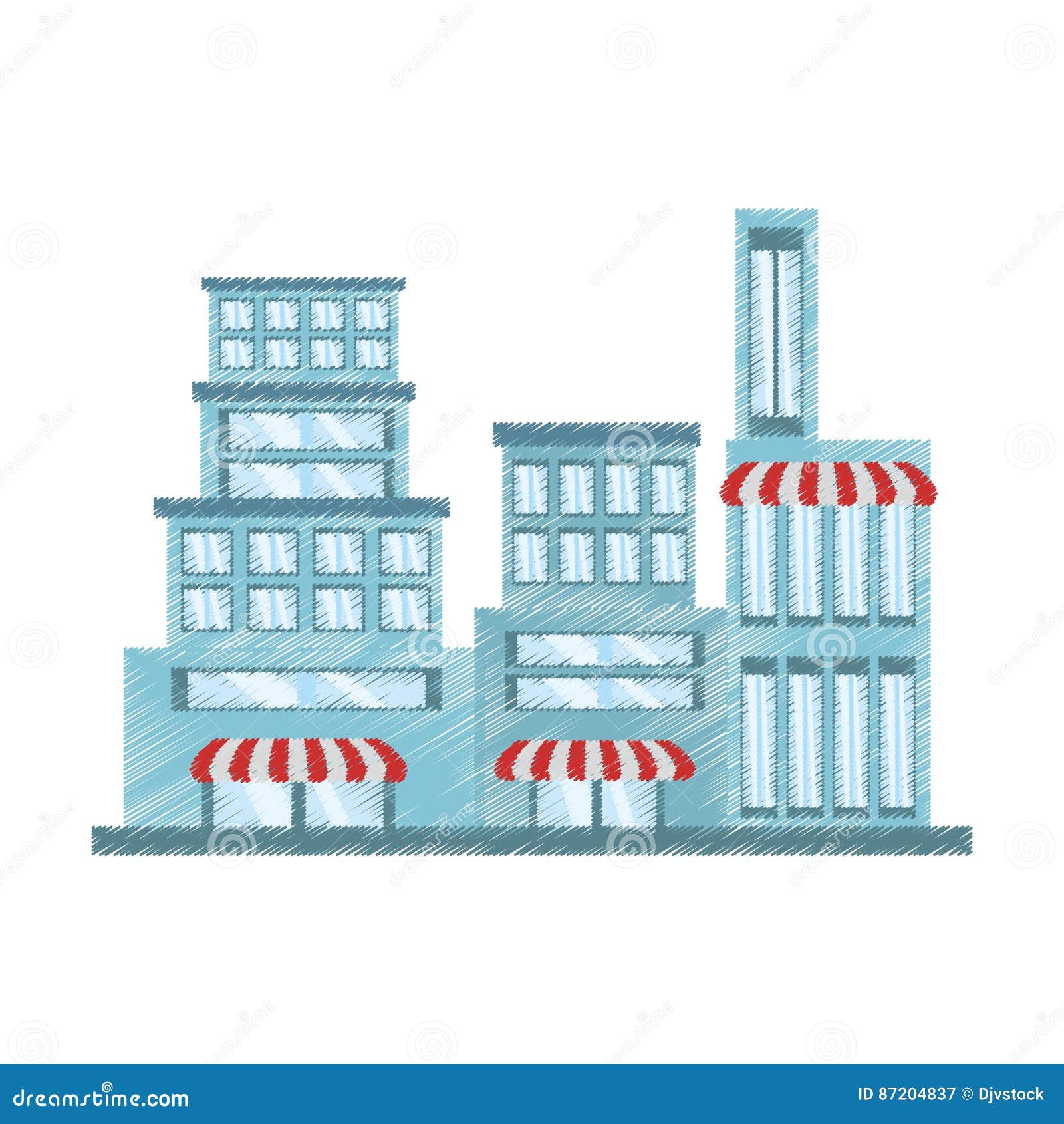 Drawing Building Store Market Stock Illustration - Illustration of ...
