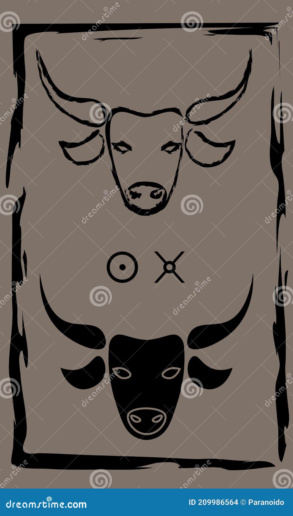 Drawing of Bull in Primitive Ancient Style, Year of Ox Stock Vector ...
