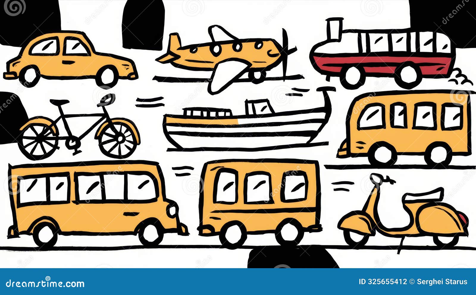 A Drawing of a Bunch of Different Types of Vehicles, AI Stock Photo ...
