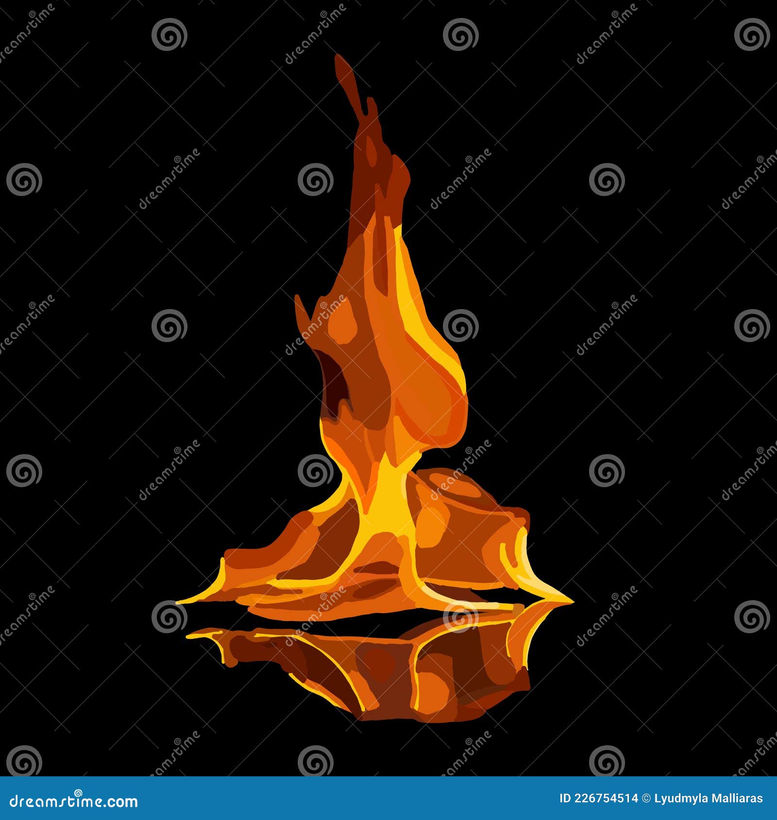 Drawing of a Burning Bonfire on a Black Background Stock Illustration ...