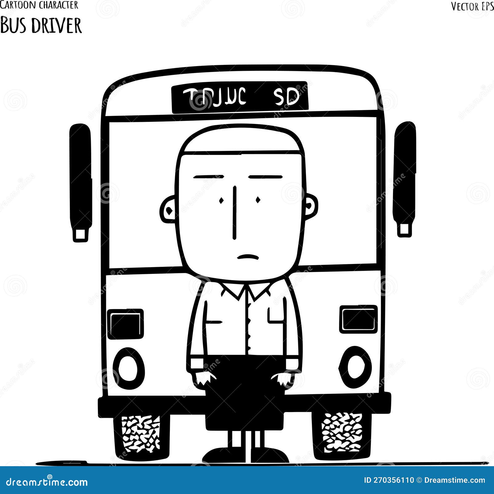 Drawing of a Bus with a Driver - Cartoon Illustration Isolated on White ...